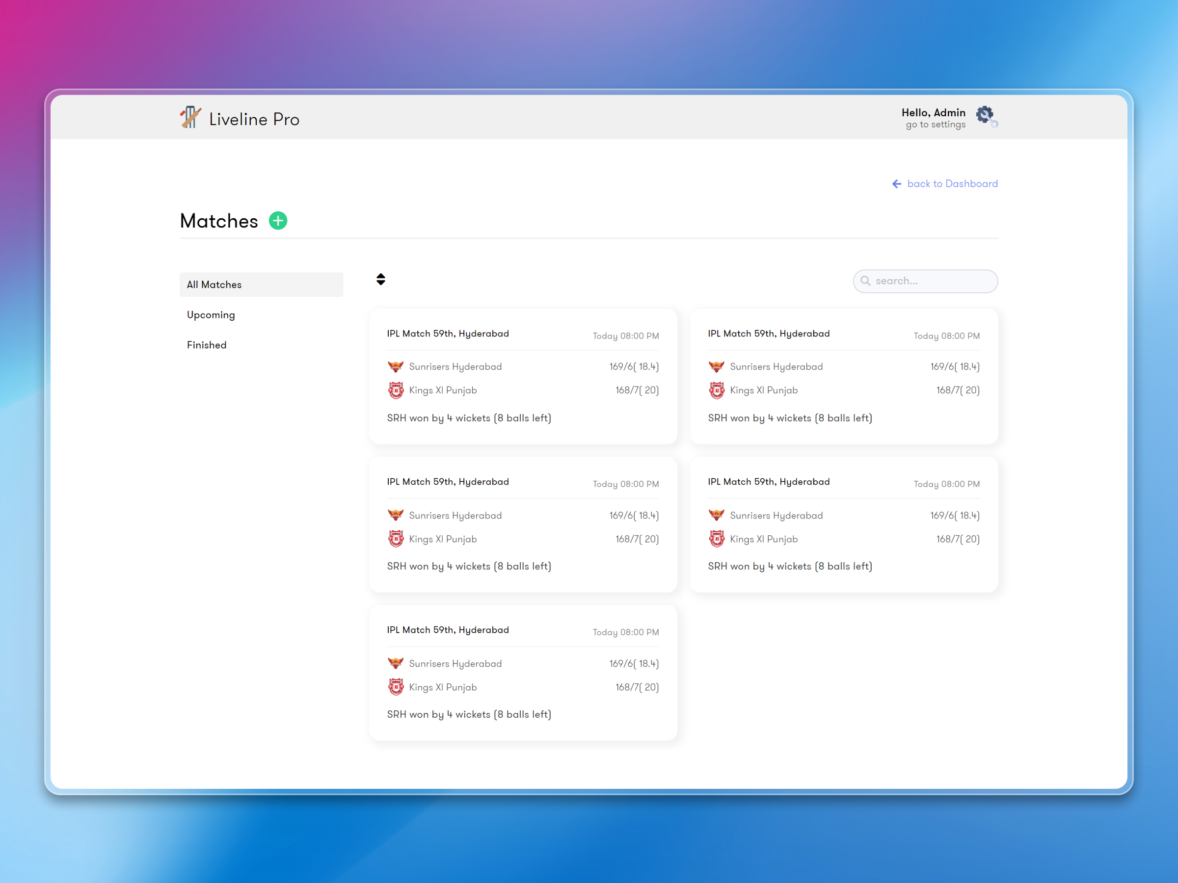 Live Line Dashboard: Real-Time Cricket Management Platform